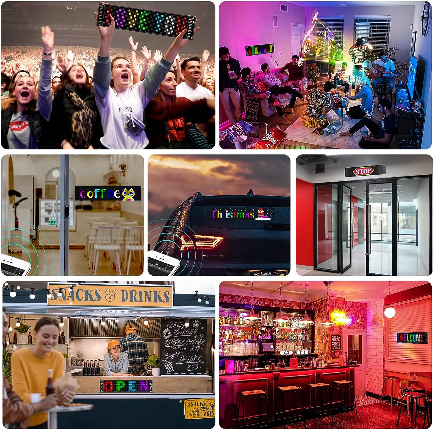 Model 1664 Flexible USB 5V Car LED Sign Bluetooth App Control Display