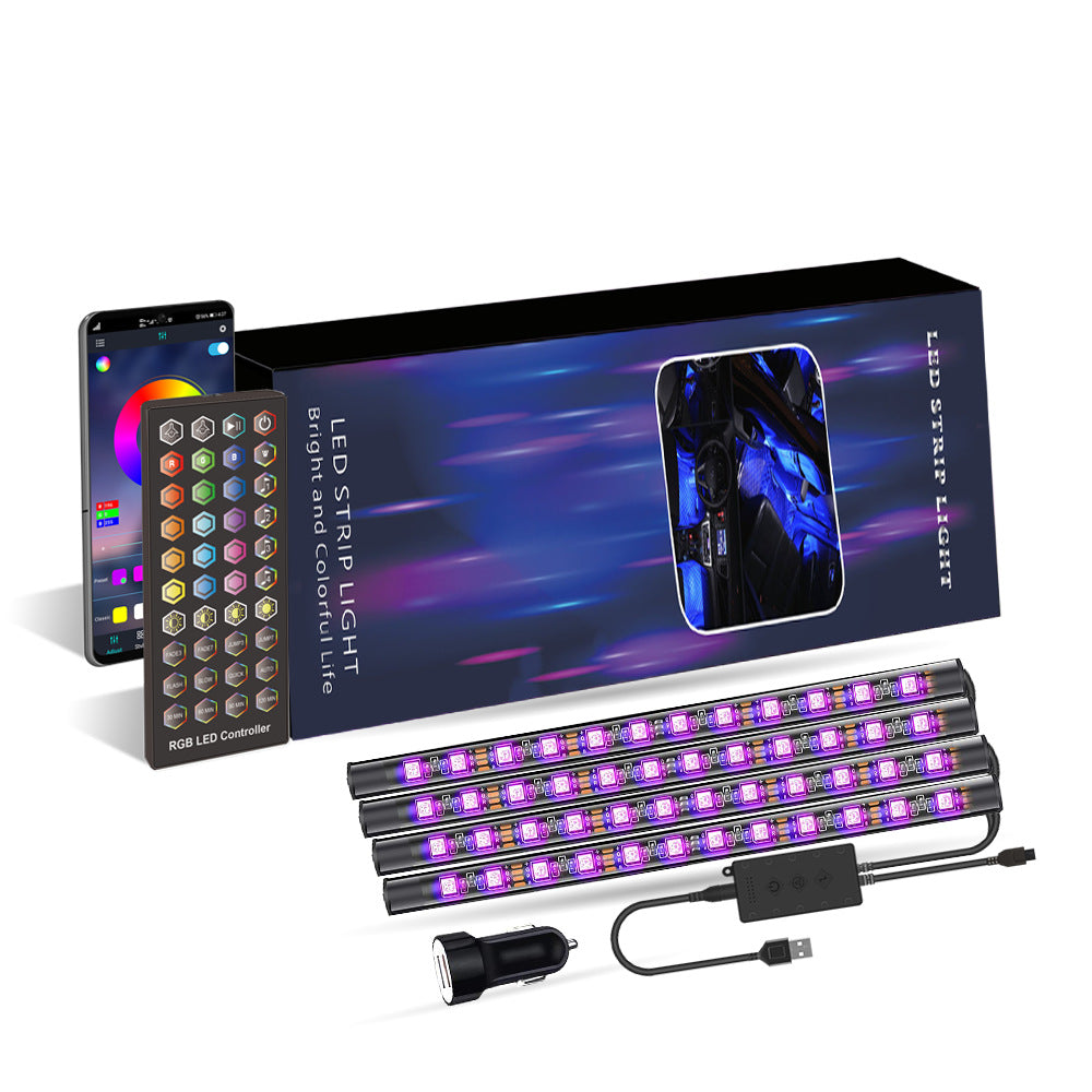 Car Interior Lights 4pcs 48 LED Car Atmosphere Glow Neon lights Multi-