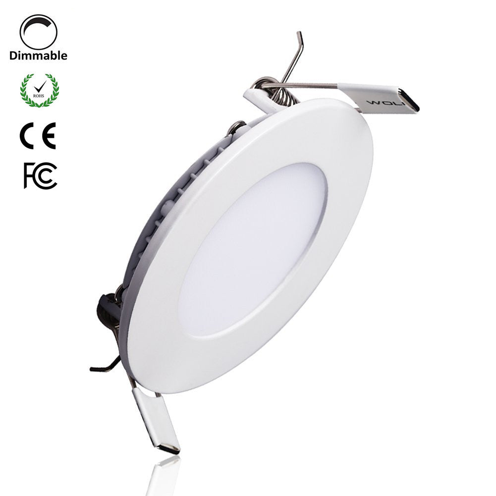 White Trim LED Panel Light 10mm Thick Round Shape Low Profile Recessed